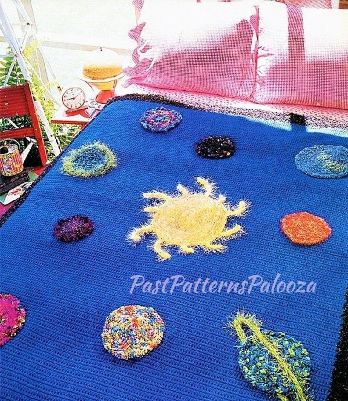 Vintage Crochet Pattern Sci Fi Solar System Planets Afghan PDF Instant ...