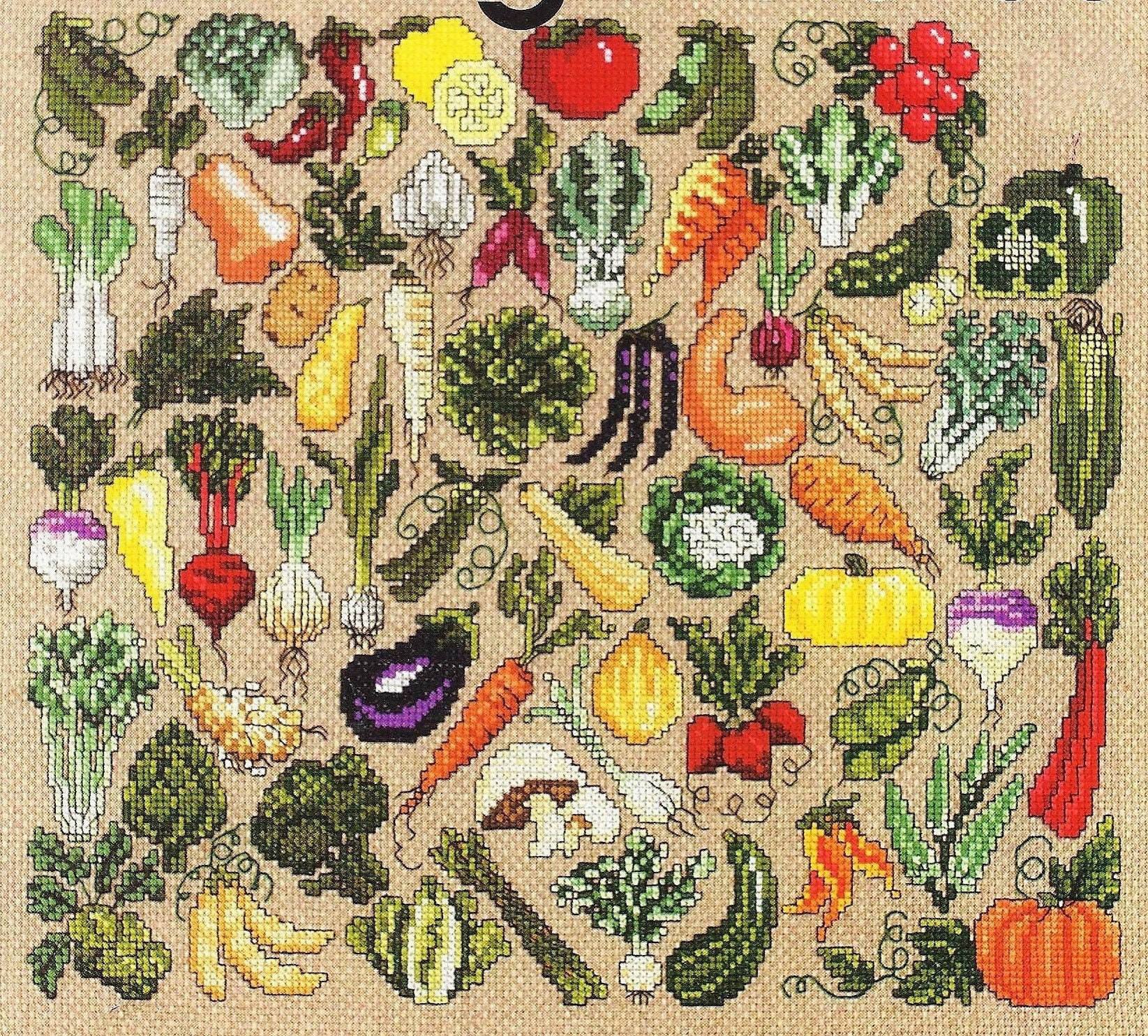 Vintage Cross Stitch Patterns Mini Vegetable Veggie Motifs PDF Instant ...
