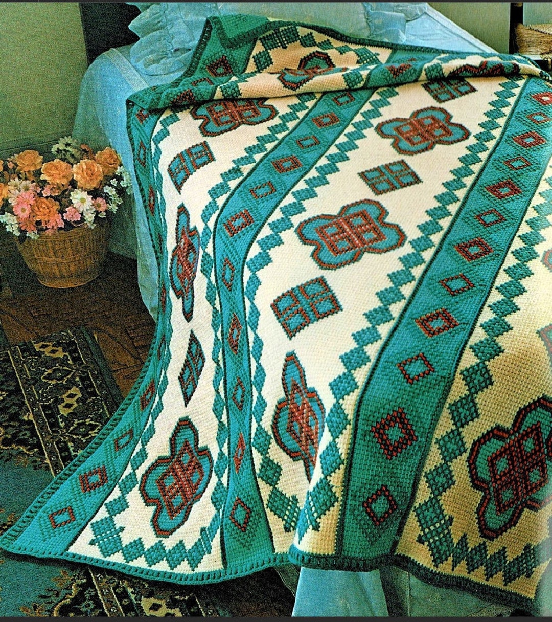 Vintage Crochet Navajo Afghan Pattern PDF Instant Digital Download ...
