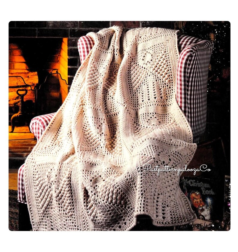 Vintage Crochet Pattern Popcorn Angel Squares Afghan PDF Instant ...