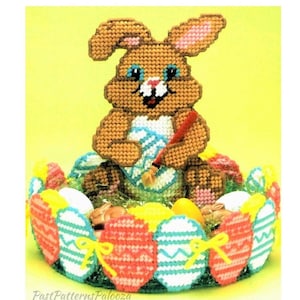 Vintage Plastic Canvas Easter Bunny Candy Dish Pattern, Centerpiece ...