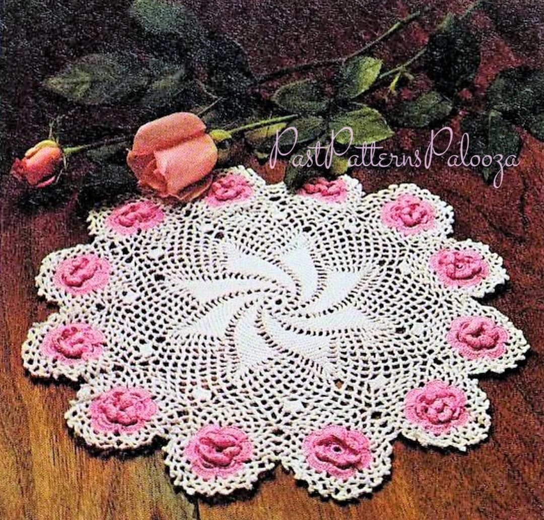 Vintage Thread Crochet Pattern 9" Irish Rose Pinwheel Small Doily PDF ...