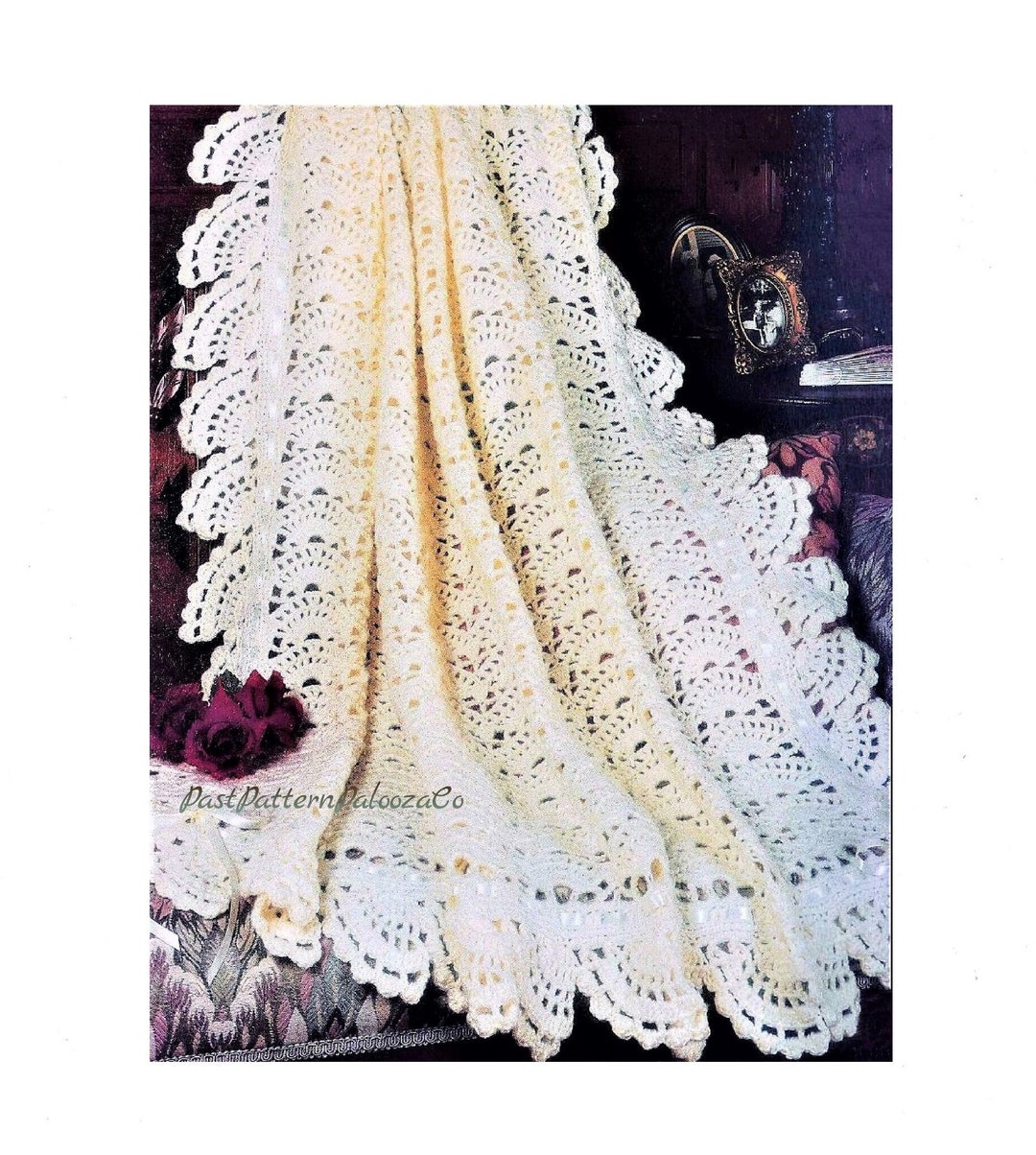 Vintage Crochet Pattern Victorian Feminine Fans Afghan PDF Instant ...