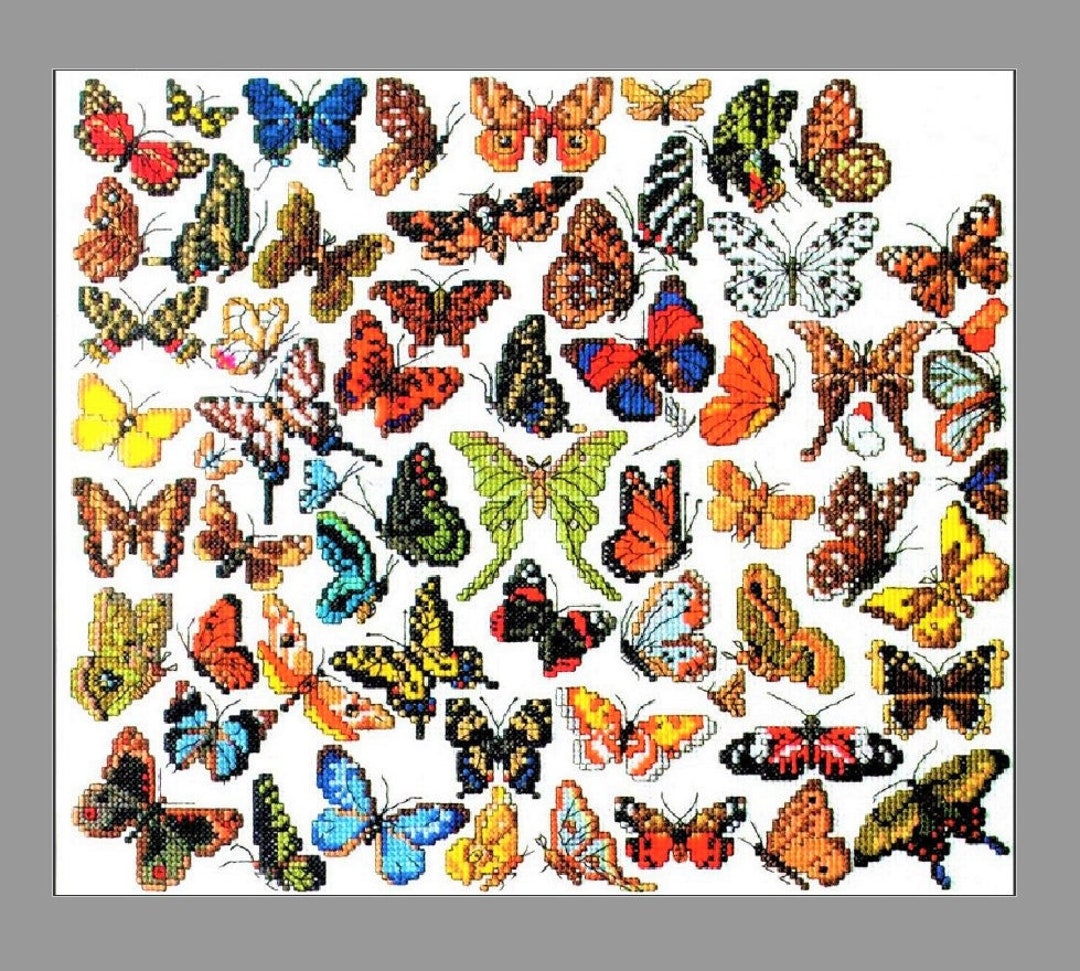 Vintage Cross Stitch Patterns Butterflies Moths Butterfly Motifs PDF ...