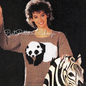 Vintage Knitting Pattern Panda Bear Sweater PDF Instant Digital ...
