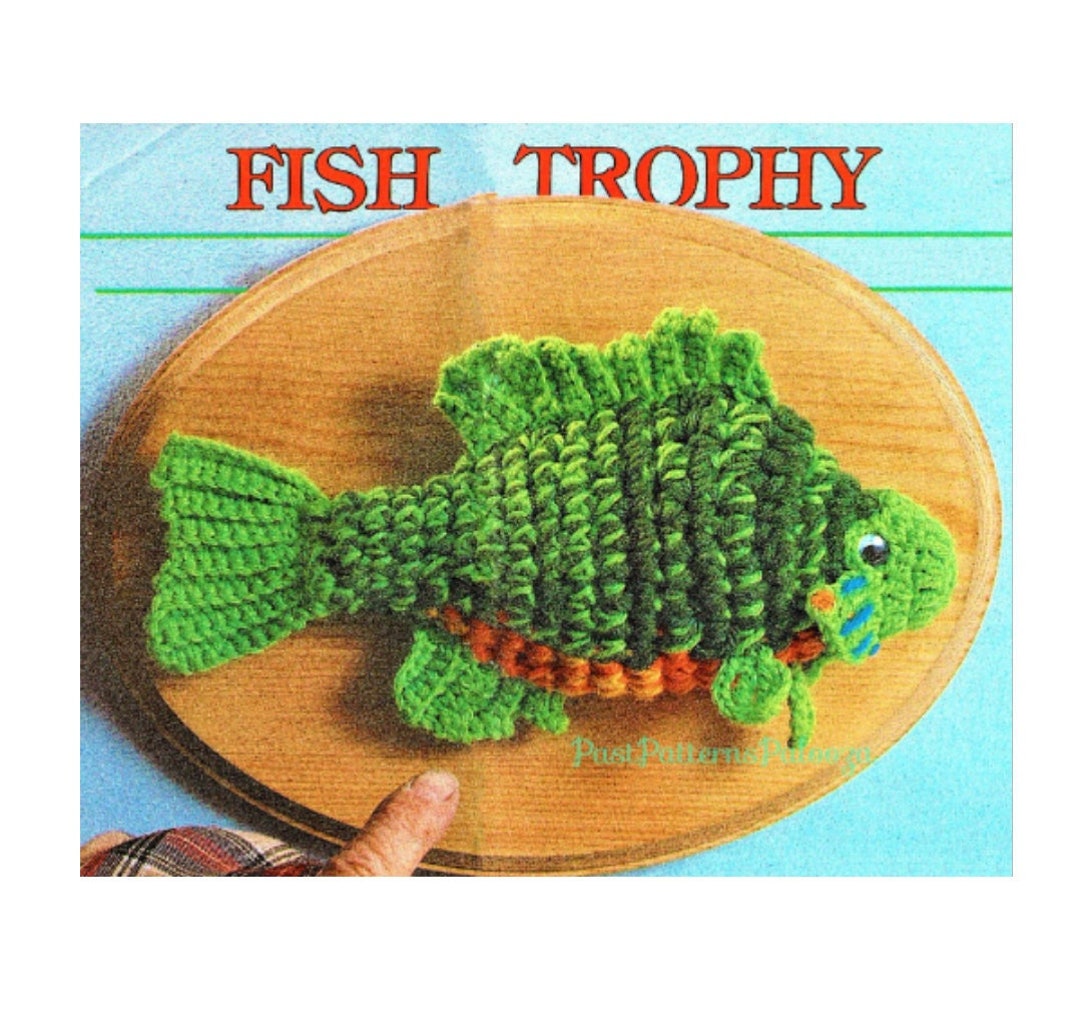 Vintage Crochet Pattern 9" Bass Fish Taxidermy Mounted Fish Trophy PDF ...