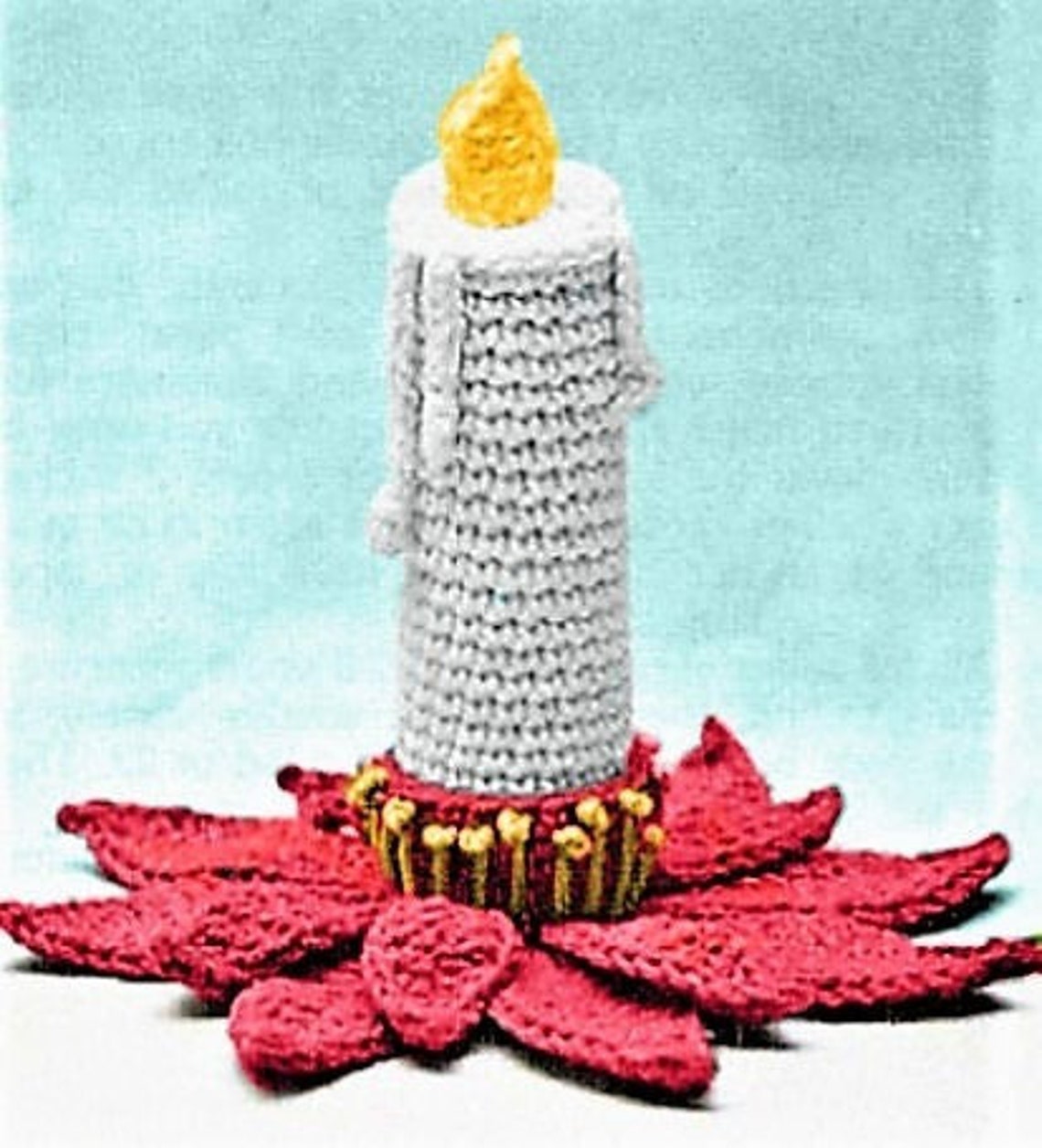Vintage Crochet Pattern Christmas Candles With Poinsettia and - Etsy