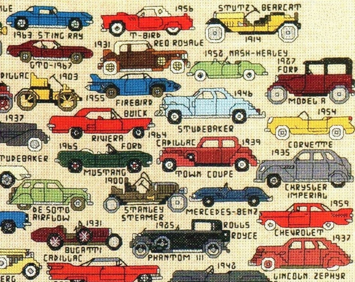 Vintage Cross Stitch Patterns Mini Classic Cars Motifs PDF Instant ...