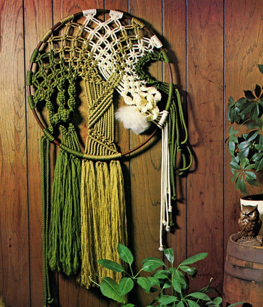 Vintage Macrame Wall Hanging Pattern in the Round Retro 1970s Bohemian ...