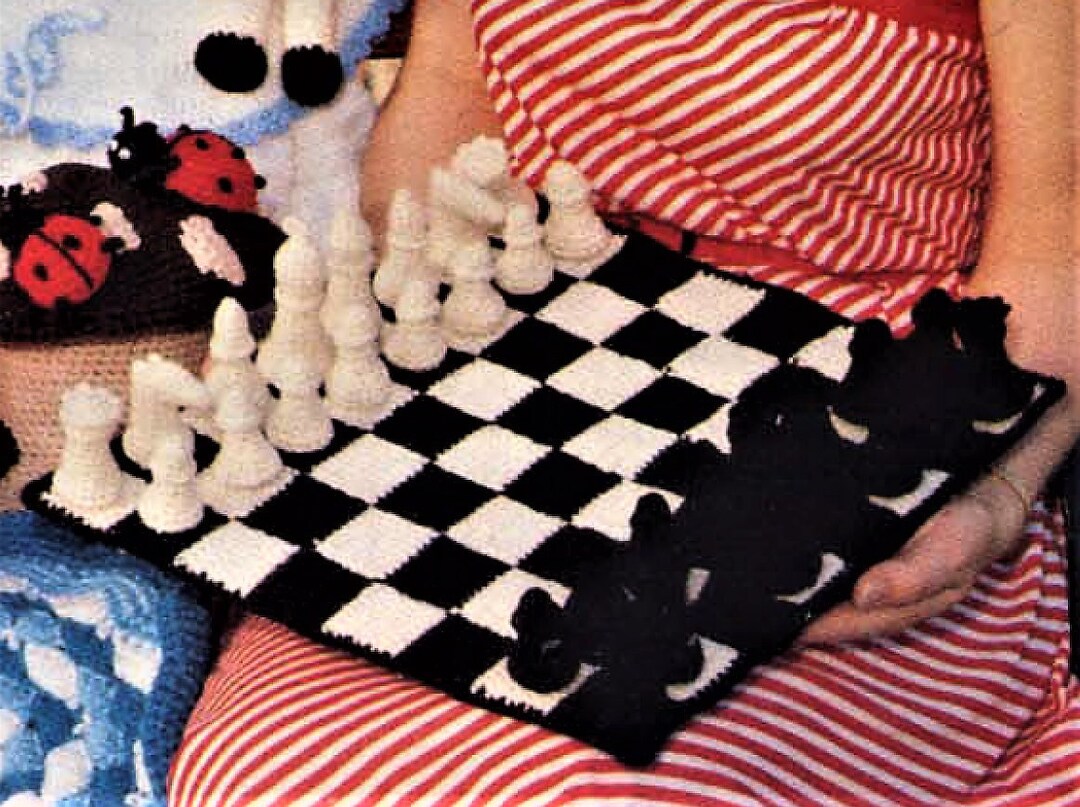 Vintage Crochet Pattern Chess Board Game PDF Instant Digital Download ...