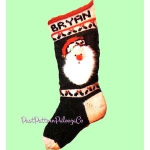 Vintage 19" Santa Face Christmas Stocking Knitting Pattern PDF Instant ...