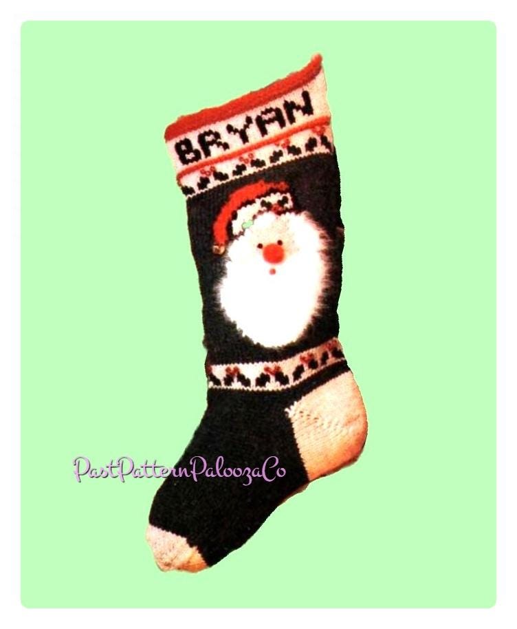 Vintage 19" Santa Face Christmas Stocking Knitting Pattern PDF Instant ...