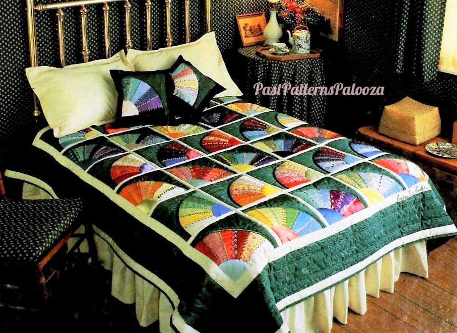 Vintage Sewing Pattern Victorian Fans Bed Quilt and Pillow Set - Etsy