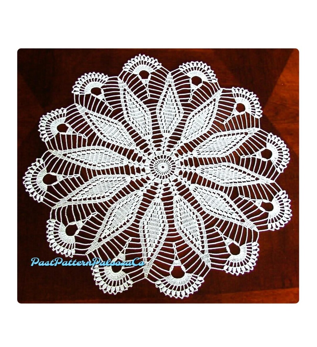 Vintage Crochet Pattern 24" Peacock Feather Doily Lacy Centerpiece PDF ...