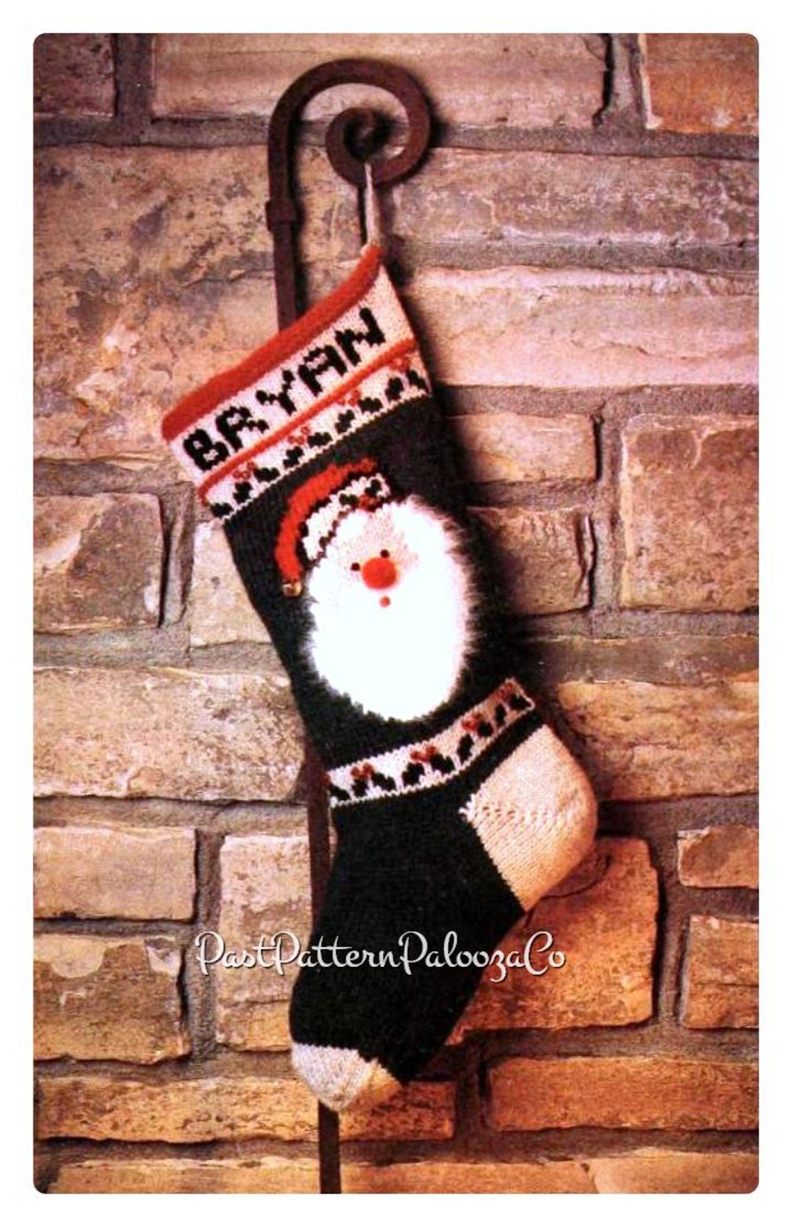 Vintage 19" Santa Face Christmas Stocking Knitting Pattern PDF Instant ...