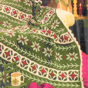 Vintage Crochet Pattern Granny Square Alpine Poinsettia Afghan PDF ...