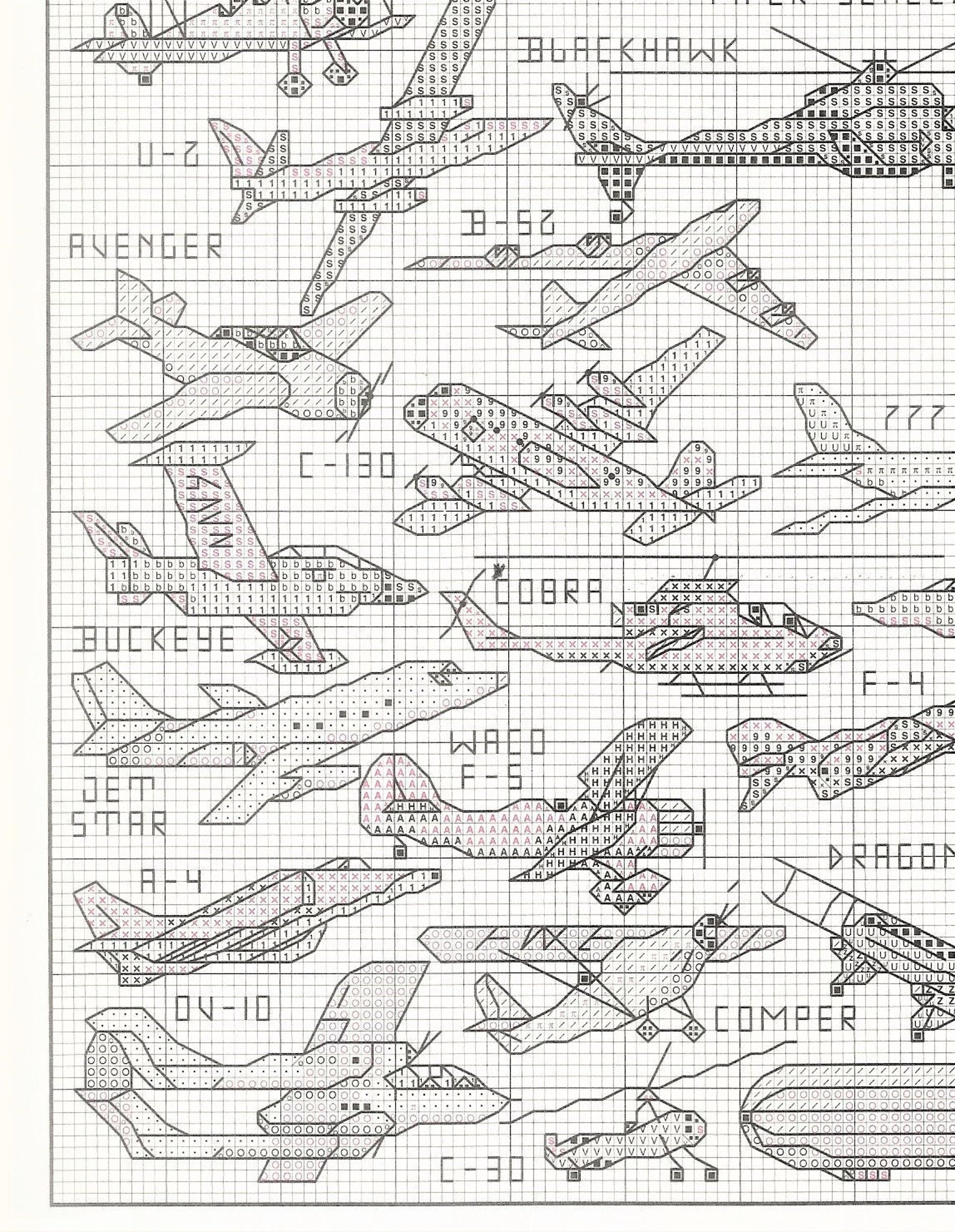 Vintage Cross Stitch Patterns Mini Aircraft Airplanes Motifs PDF ...