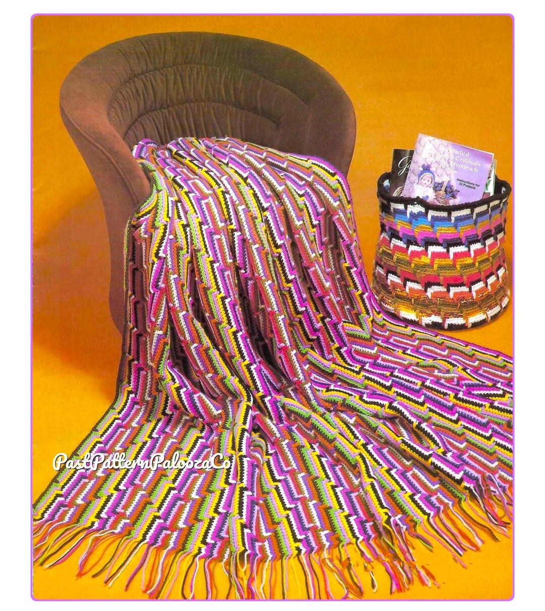 Vintage Crochet Pattern Lightning Bolt Zig Zag Afghan PDF Instant ...