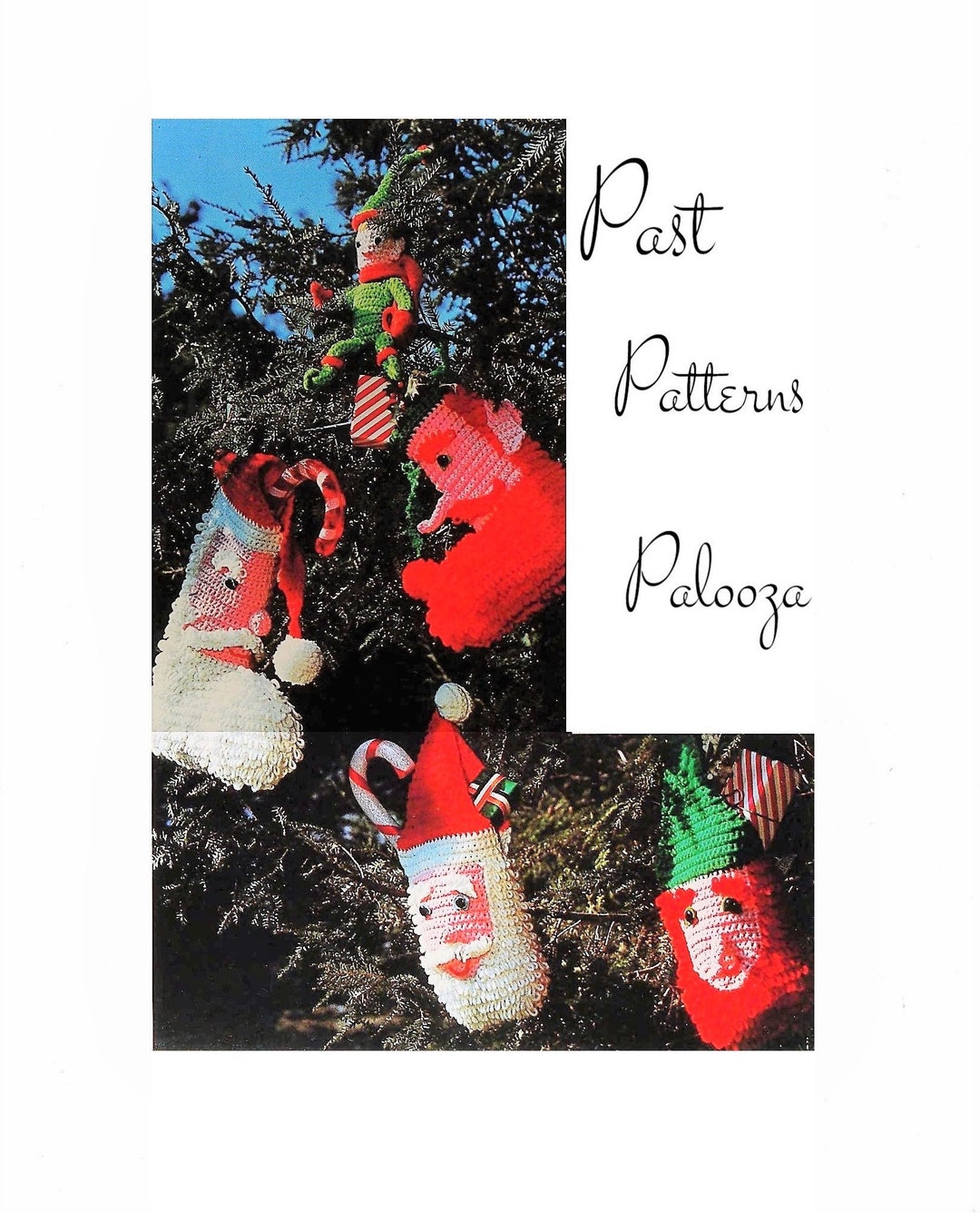 Vintage Crochet Pattern 14" Loopy Santa and Elf Faces Christmas ...