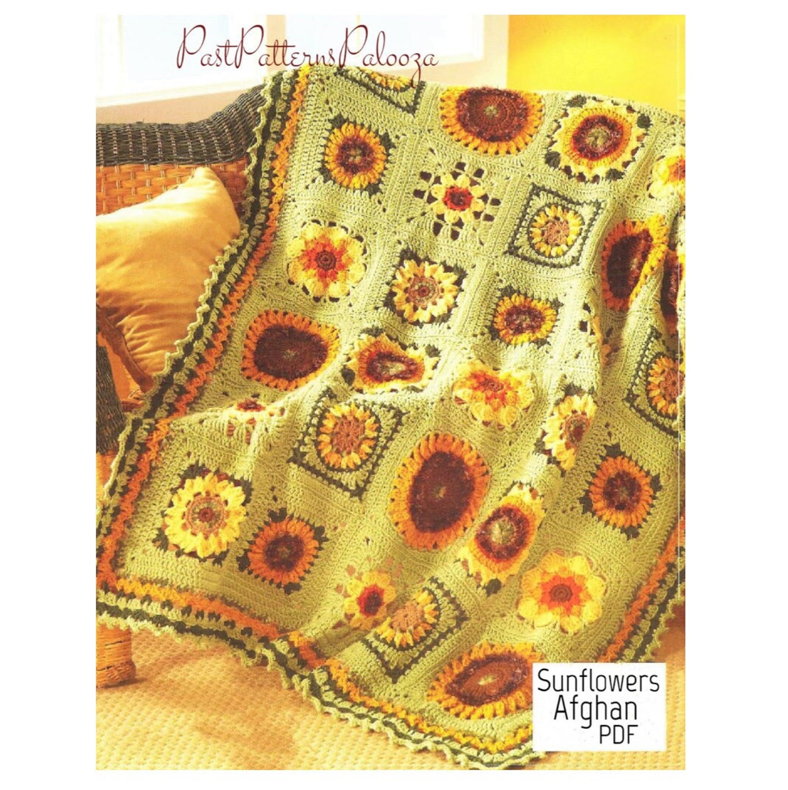 Vintage Crochet Pattern Sunflower Squares Sampler Afghan - Etsy