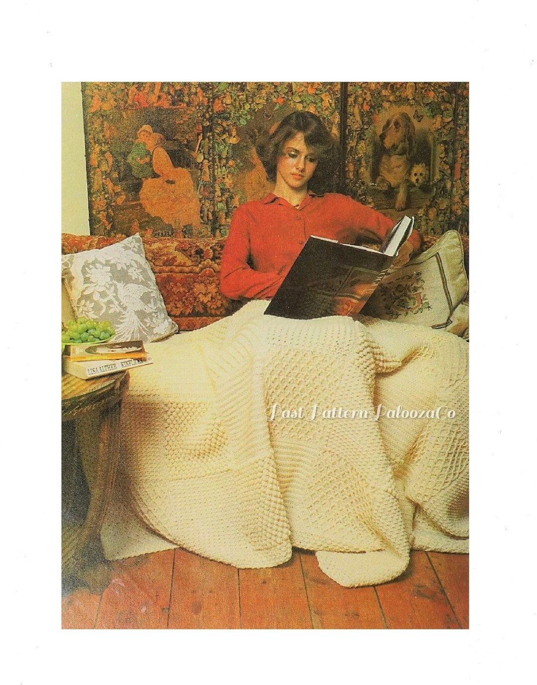 Vintage Crochet Pattern Aran Style Afghan Large Sampler Squares PDF ...