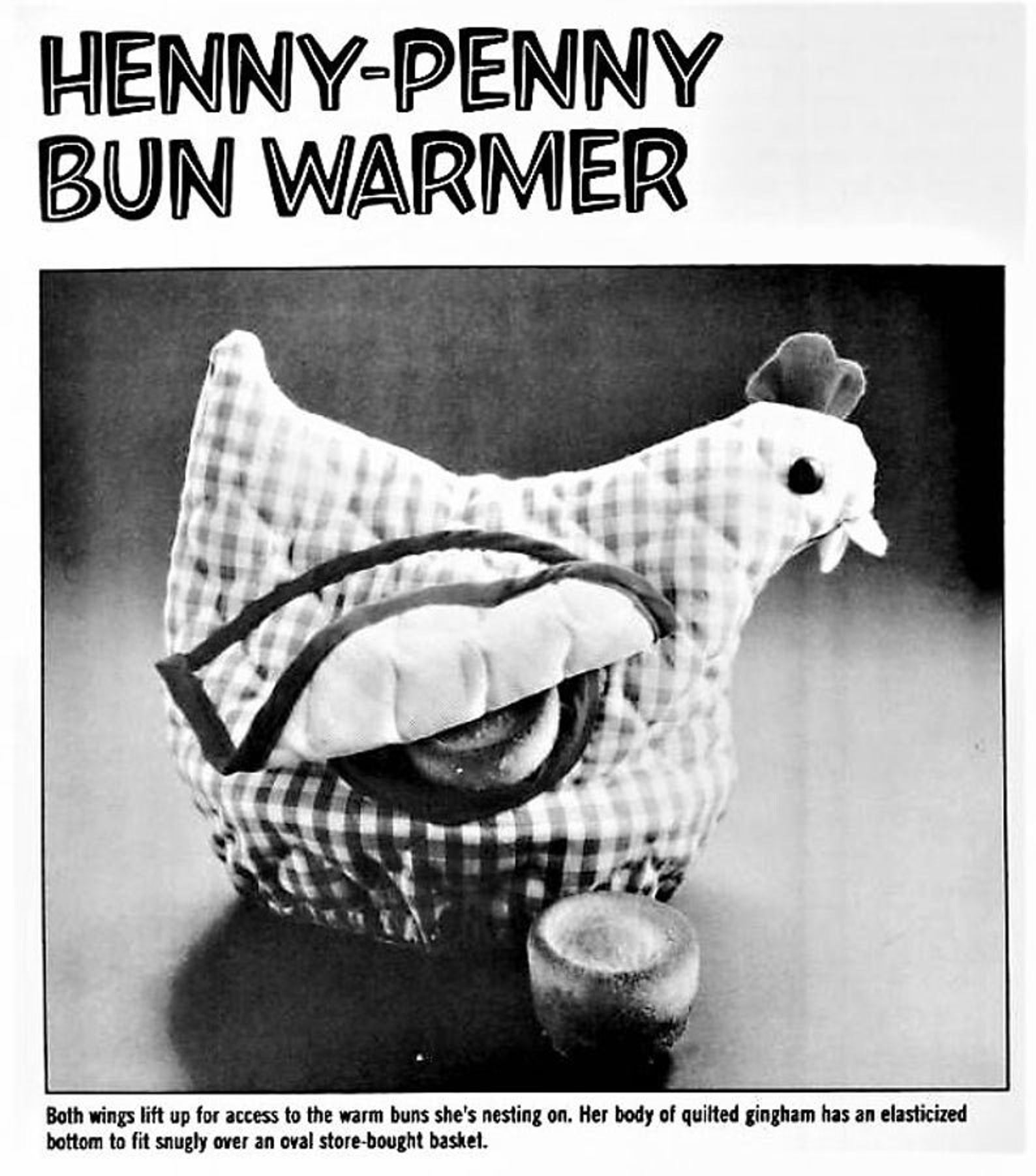 Vintage Sewing Pattern Henny Penny Bun Warmer Gingham Chicken Hen Bread ...