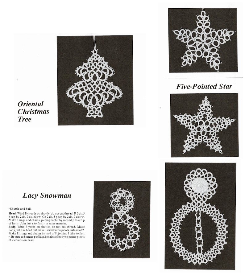 Vintage Christmas Tatting Patterns Snowflakes Angels Trees Ball ...