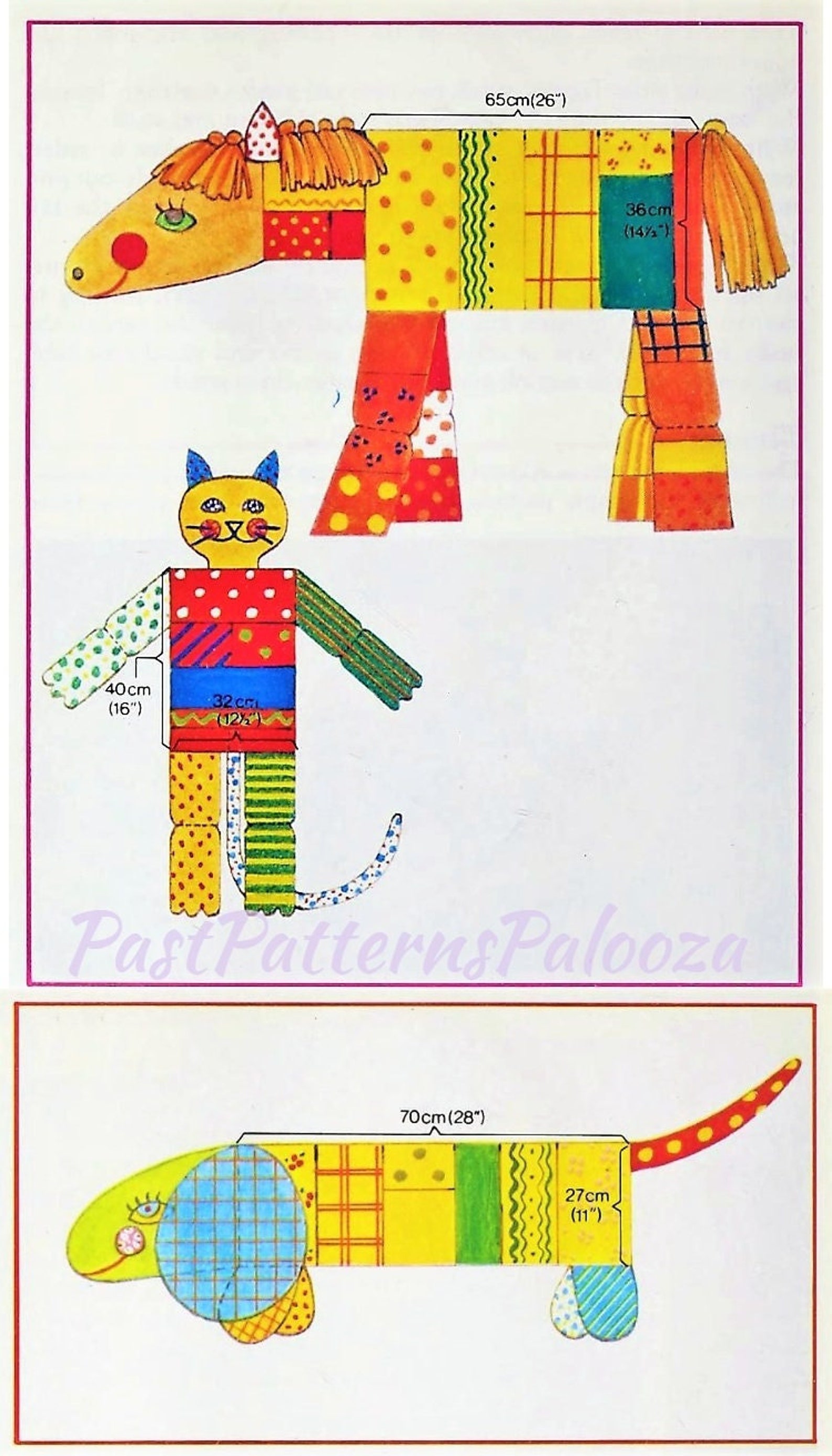Vintage Sewing Pattern Jumbo Patchwork Animals Kitty Cat Dog - Etsy