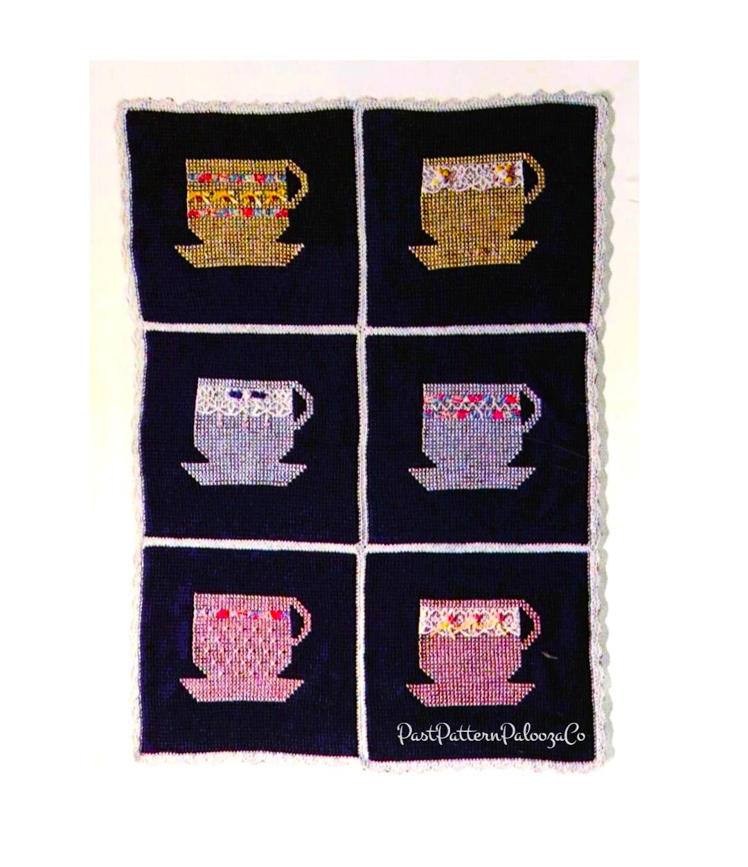 Vintage Crochet Afghan Tea Cups Tea Time Pattern PDF Instant Digital ...