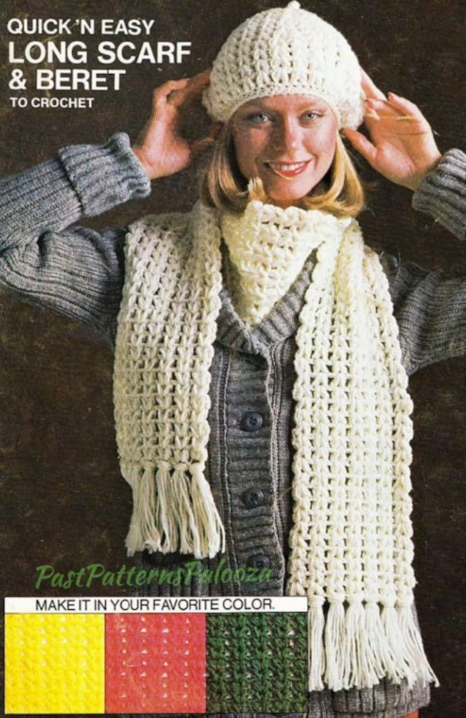Vintage Crochet Pattern Womens Classic Simple Long Scarf and - Etsy