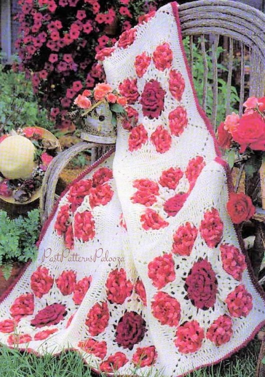 Vintage Crochet Pattern Ring Around A Rose Afghan PDF Instant - Etsy