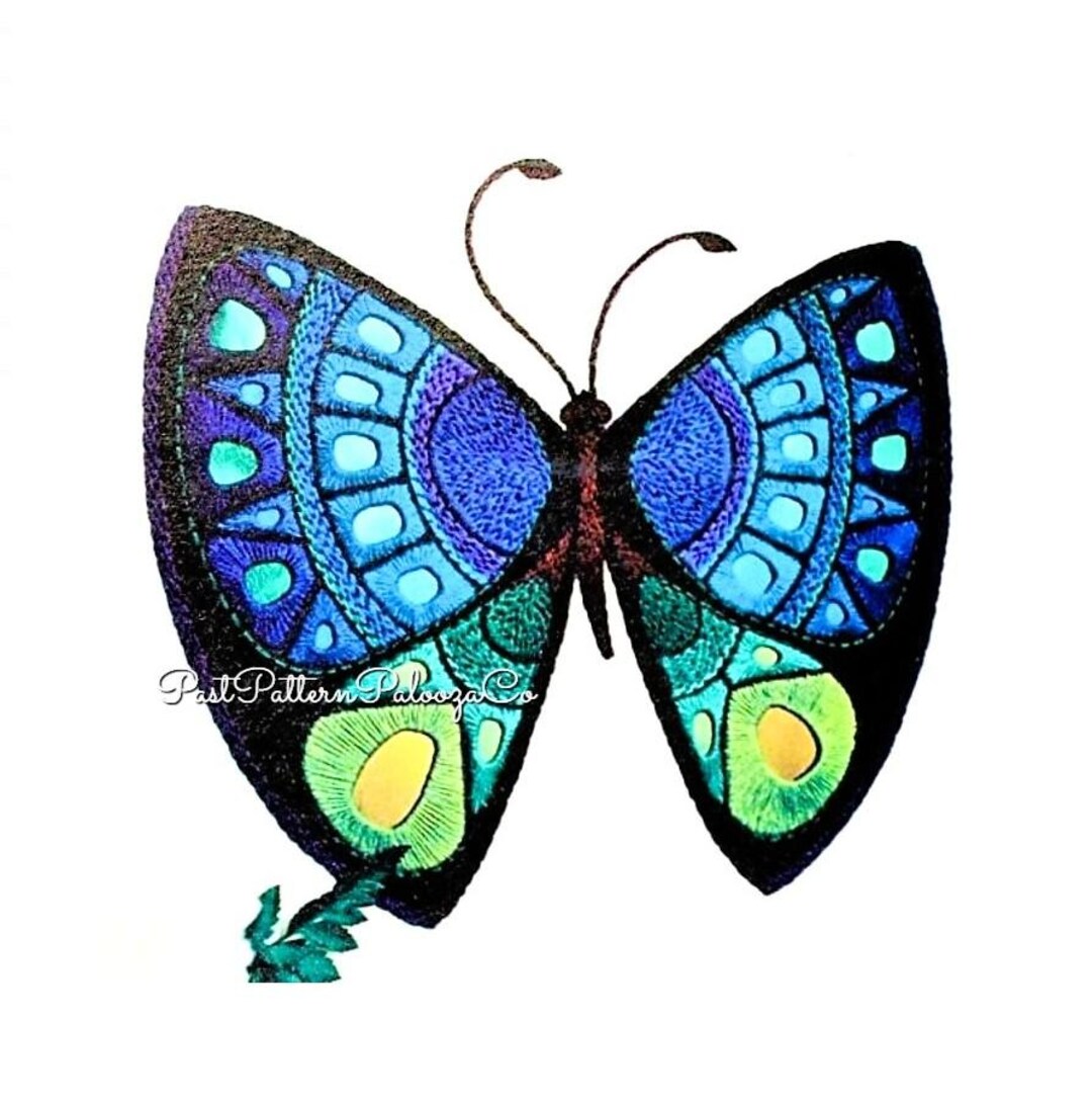 Vintage Embroidery Pattern 9" Beautiful Boho Butterfly Metal Inlay ...