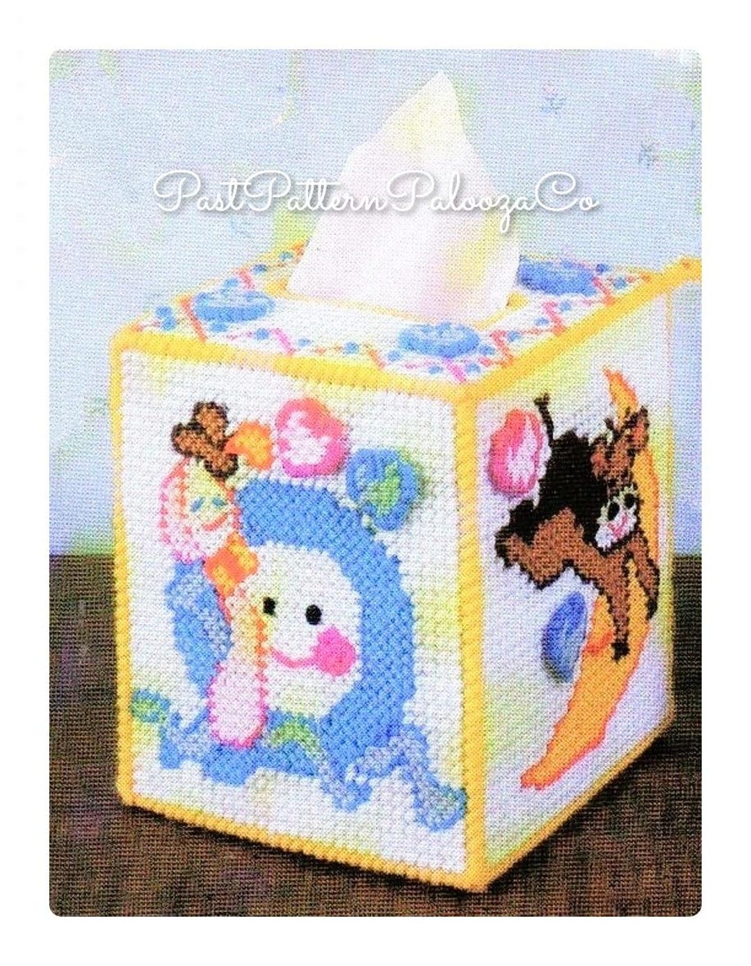 Vintage Plastic Canvas Tissue Box Cover Pattern Hey Diddle Diddle ...