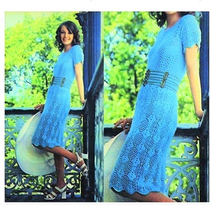 Vintage Thread Crochet Pattern Womens Openwork Diamonds Cotton Dress ...