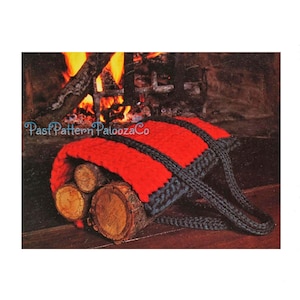 Vintage Crochet Pattern Log Carrier Fireplace Wood Holder With Handles ...