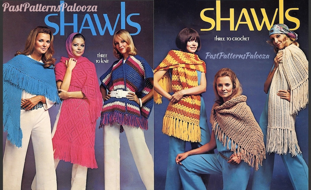Vintage Womens Shawls Patterns to Knit and Crochet PDF Instant Digital ...