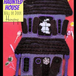 Vintage Crochet Pattern 29" Halloween Haunted Mansion House Wall or ...