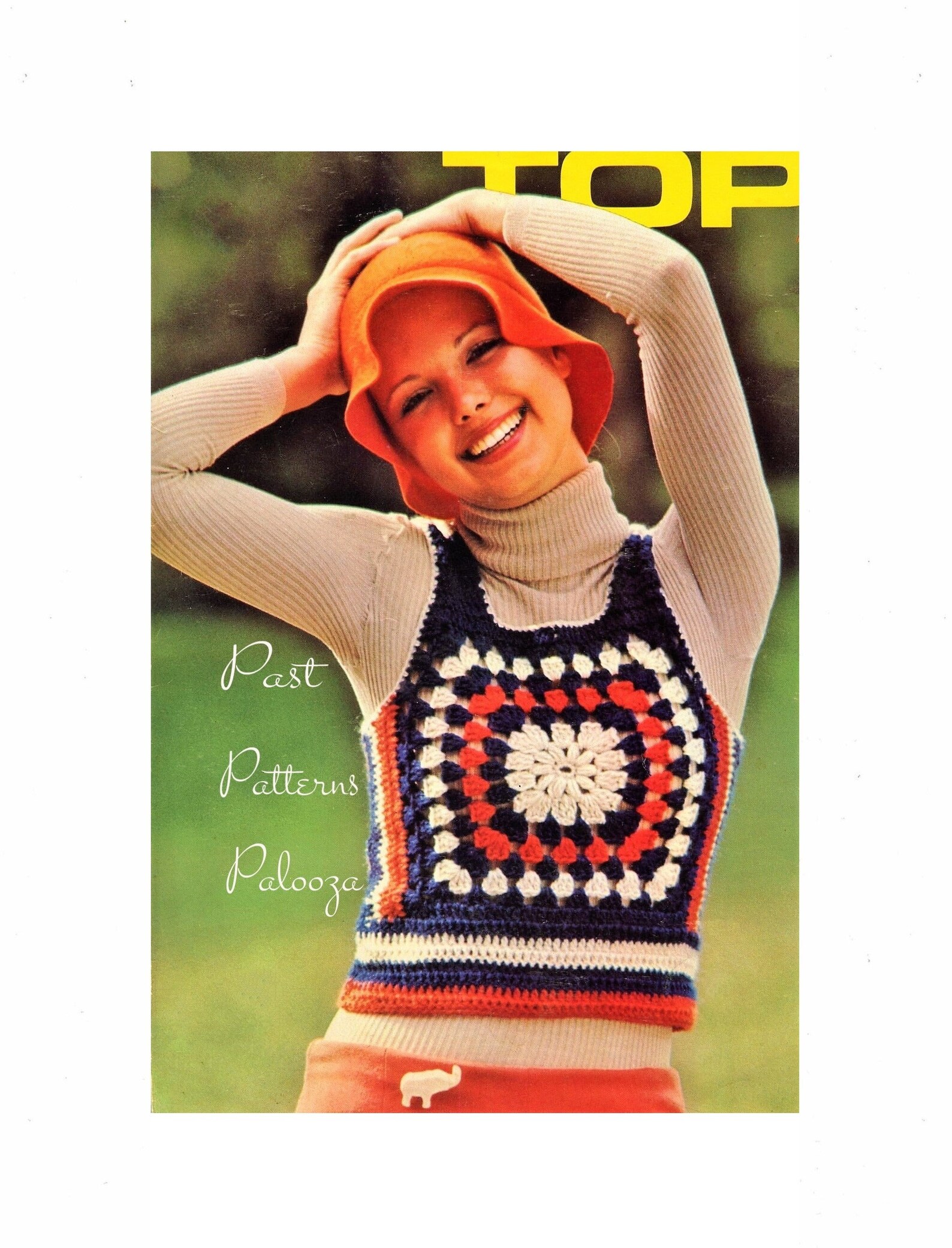 Vintage Crochet Pattern Womens Postage Stamp Vest Granny Square Rib ...