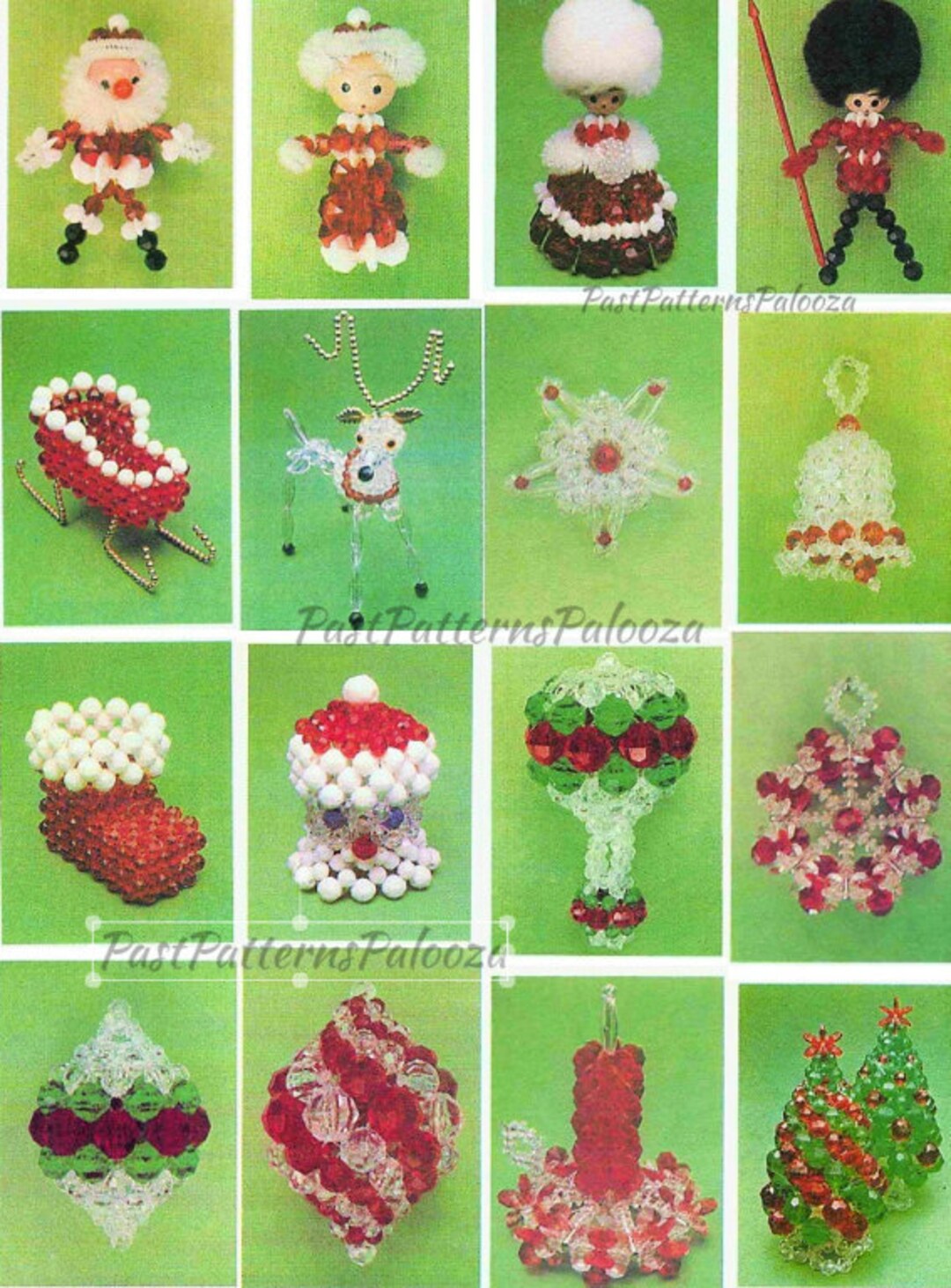 Vintage Beading Patterns Mini Classic Christmas Bead Ornaments 16 ...