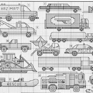 Vintage Cross Stitch Patterns Mini Work Vehicles Motifs PDF Instant ...