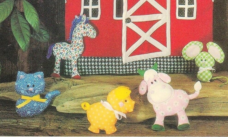 Vintage Sewing Pattern Farmyard Animals and Barn Tote Bag Cotton Prints ...
