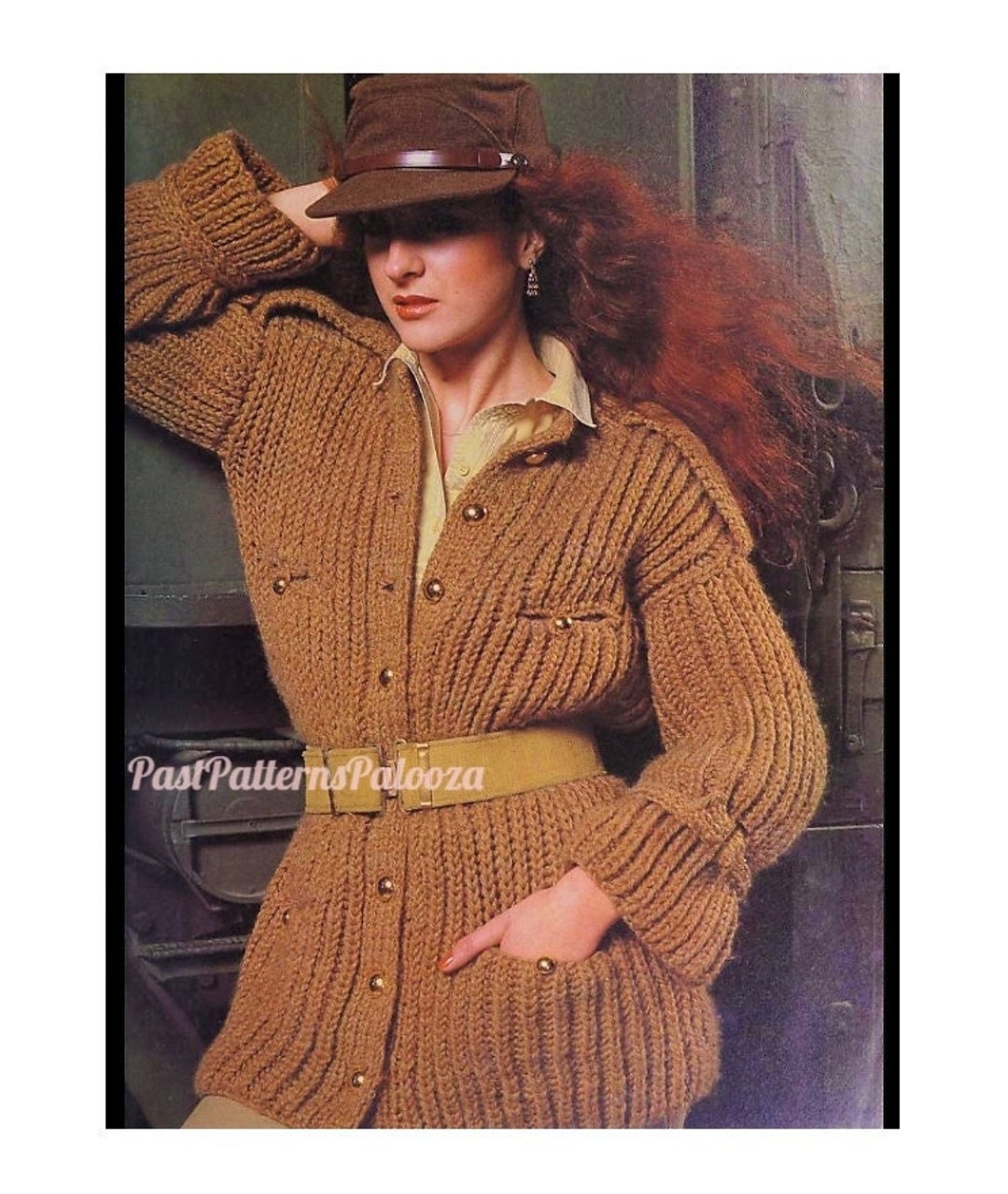 Vintage Knitting Pattern Womens Retro Military Jacket Cardigan Sweater ...