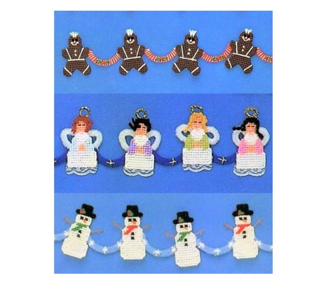 Vintage Plastic Canvas Pattern Christmas Tree Garland or Banners PDF ...