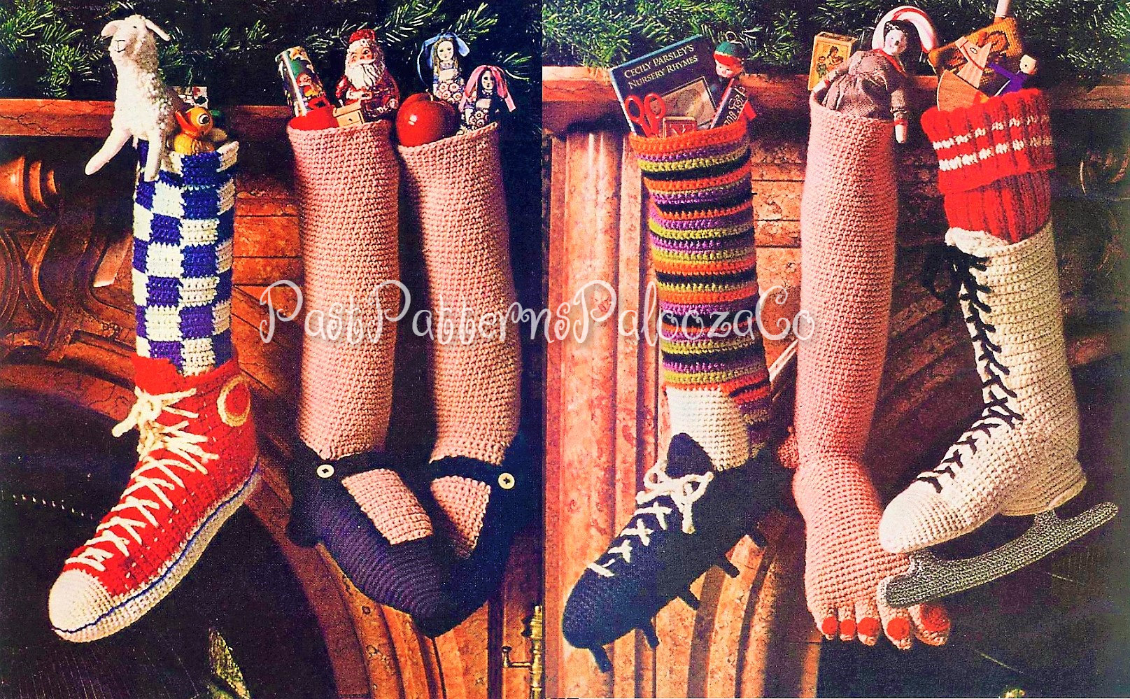 Vintage Crochet Pattern 16" Fun Novelty Christmas Stockings PDF Instant ...
