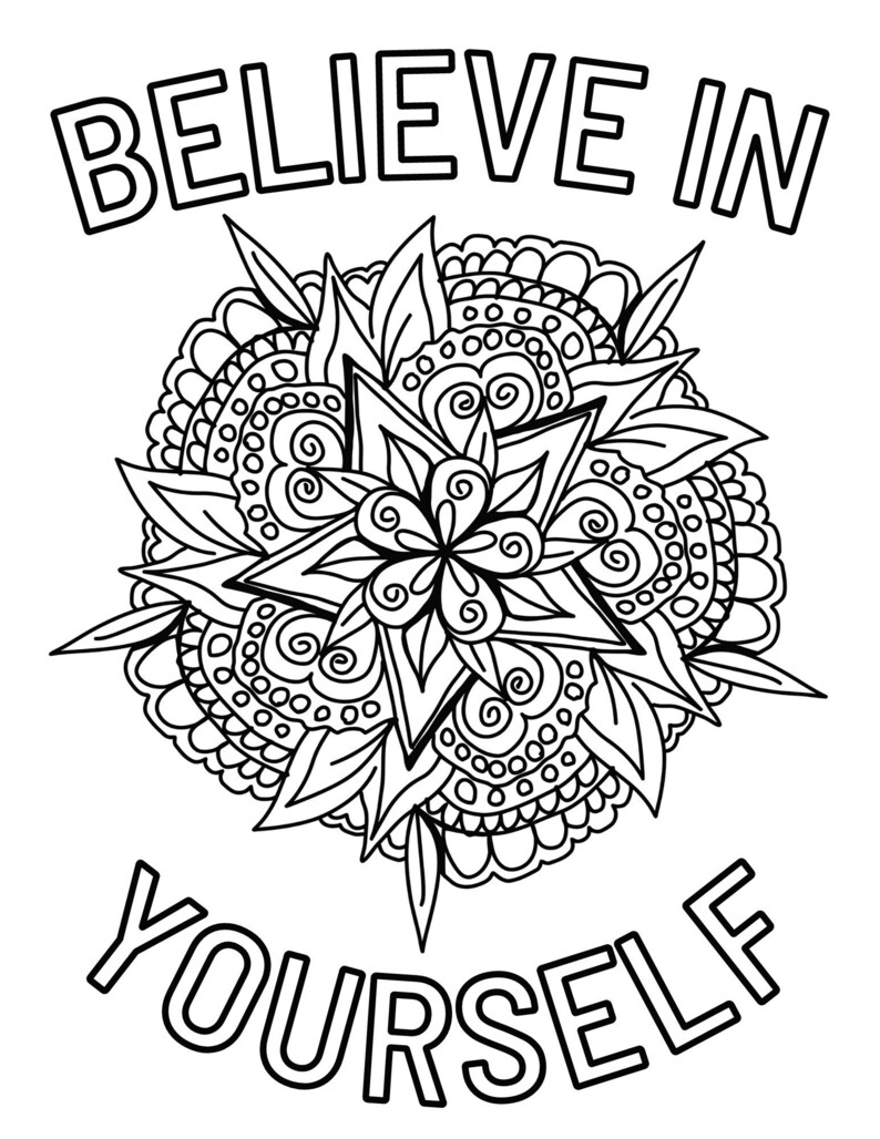 Positive, Believe in Yourself Affirmation Coloring Page - Etsy