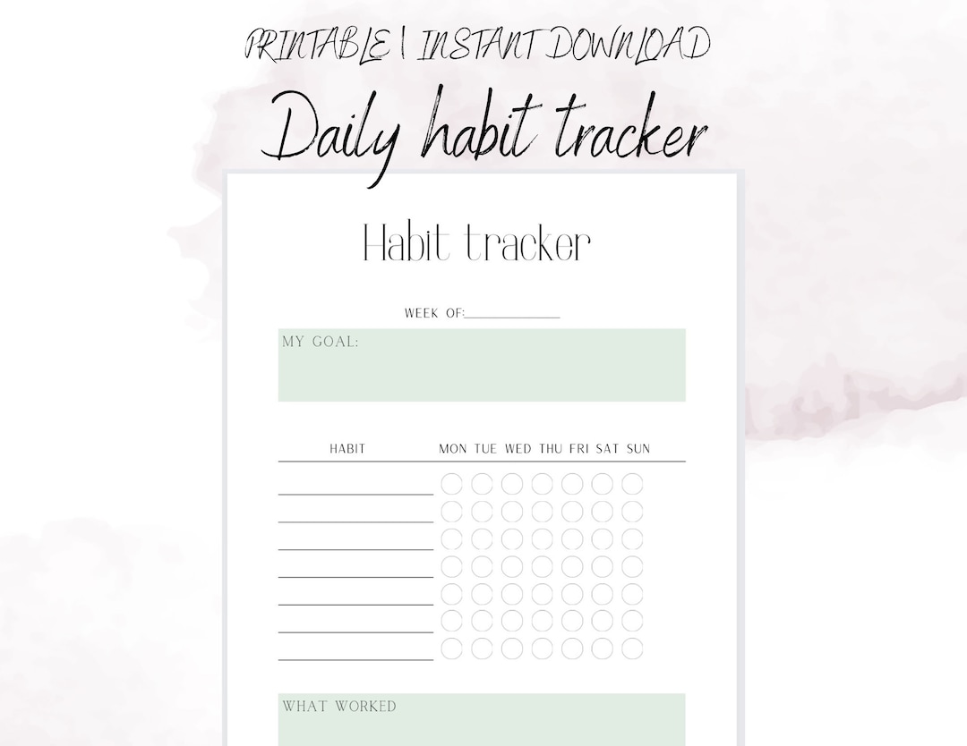 Healthy Habit Tracker Printable | Track Your Habits | Green Habit ...