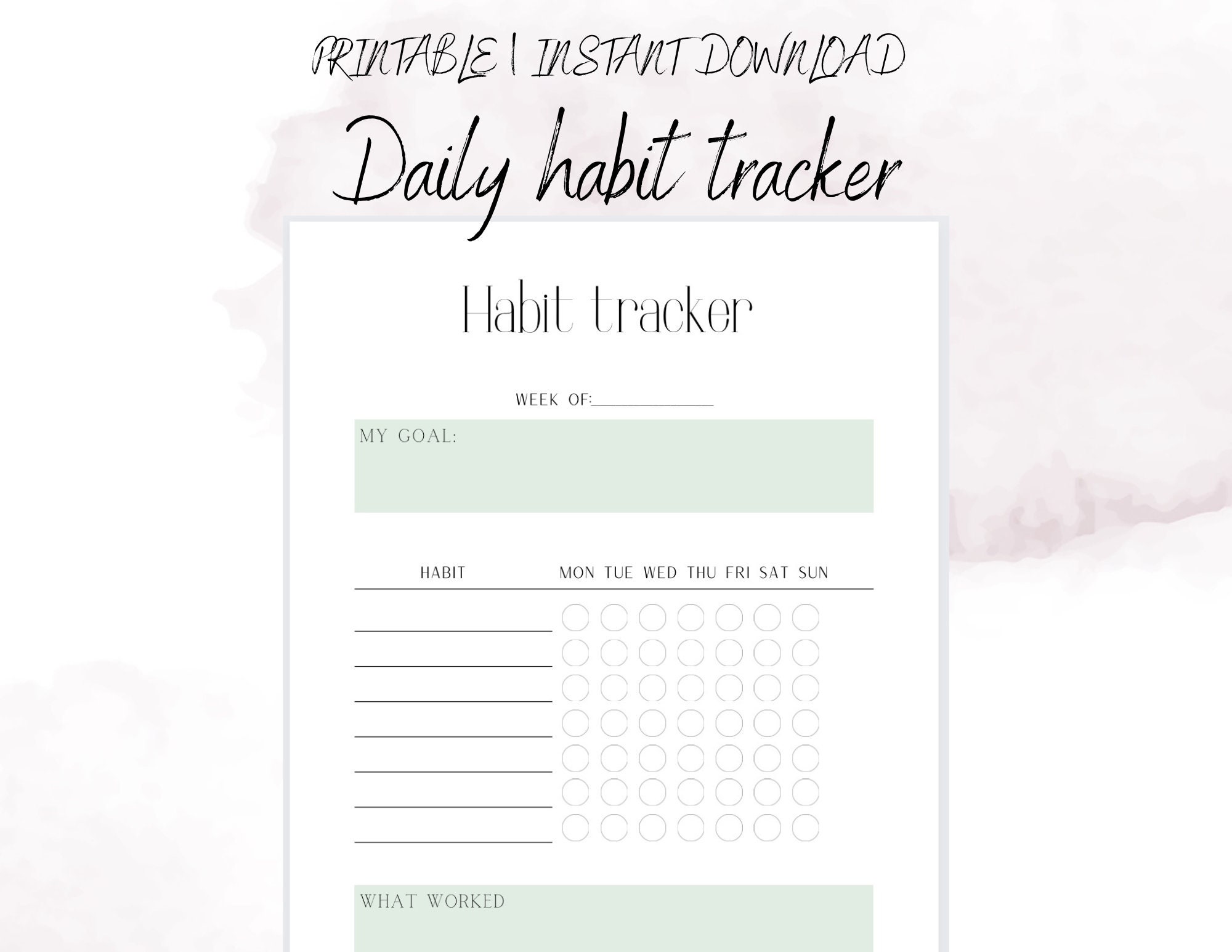 Healthy Habit Tracker Printable | Track Your Habits | Green Habit ...