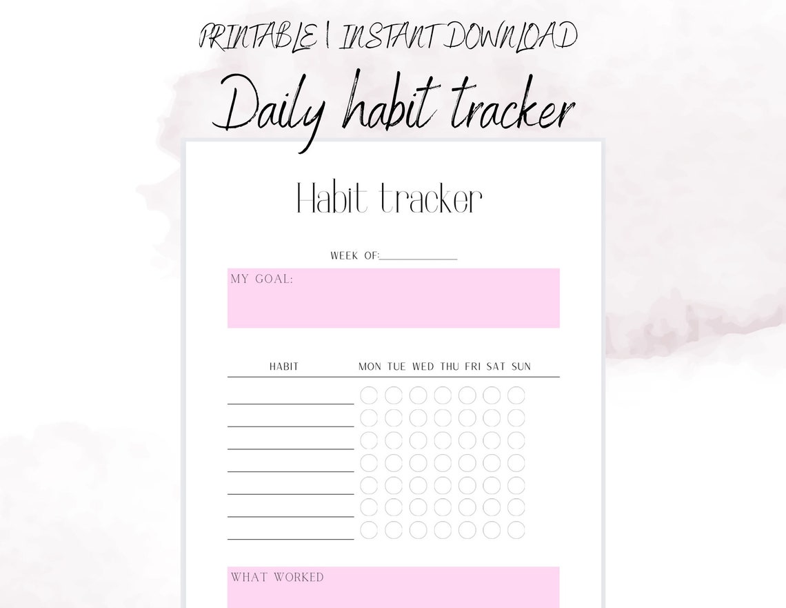 Healthy Habit Tracker Printable Track Your Habits Pink - Etsy