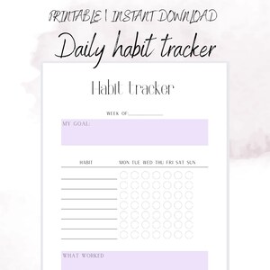 Healthy Habit Tracker Printable | Track Your Habits | Purple Habit ...