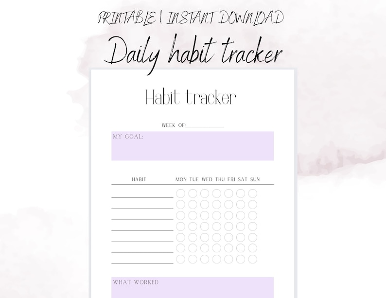 Healthy Habit Tracker Printable Track Your Habits Purple Habit Tracker ...